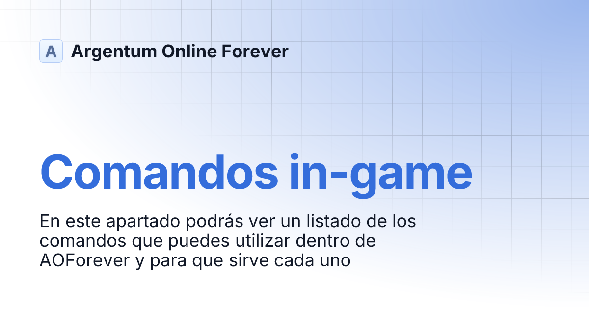 Comandos in-game | Argentum Online Forever